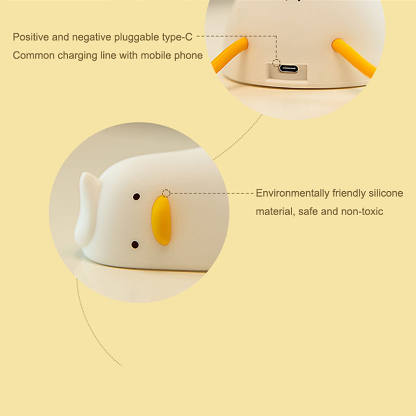 Cute Night Light Duck Lights Touch Nursery Lamp Baby Silicone Nightlight Funny Lamps for Kids Bedroom Bedside
