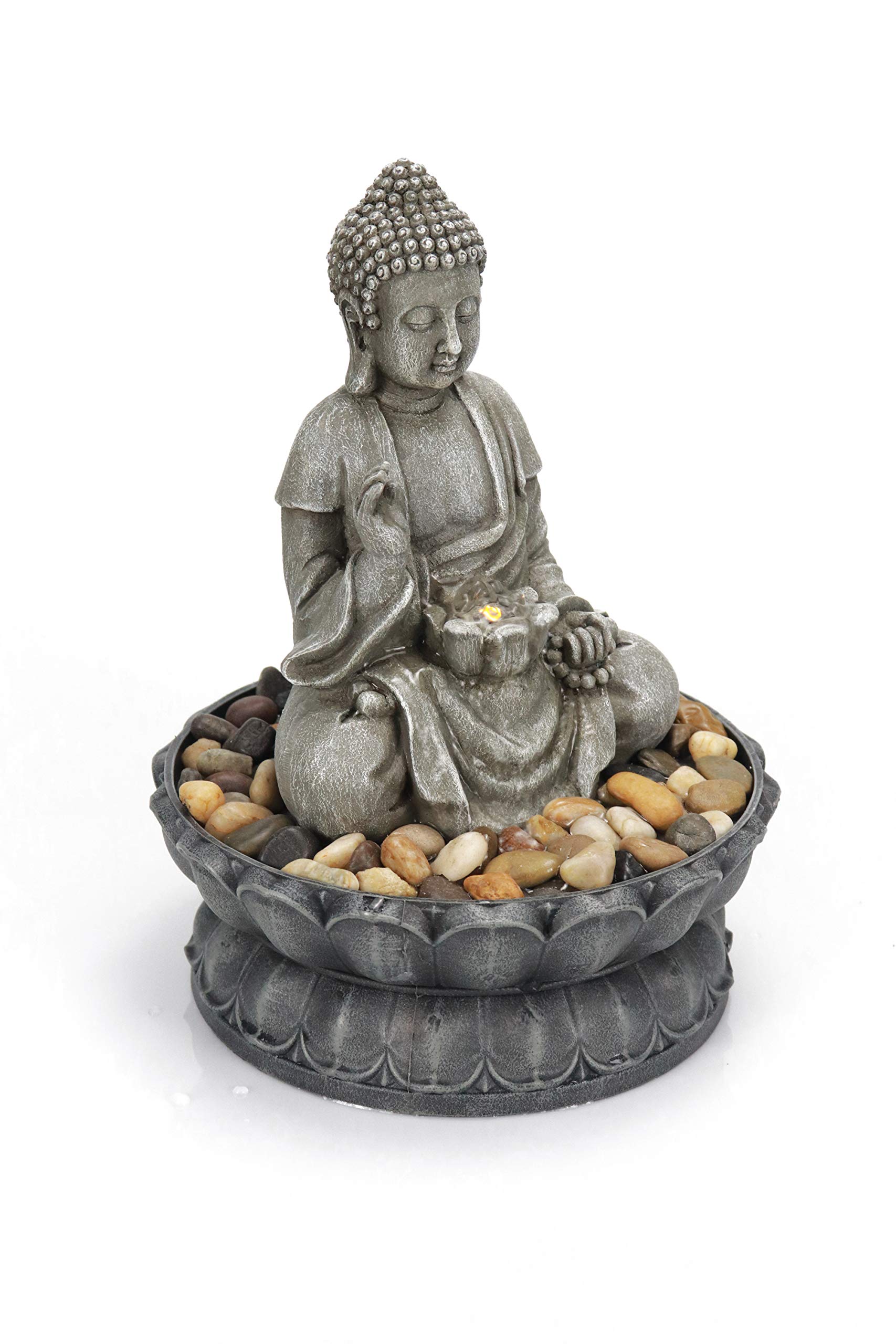 Warm Garden Buddha Fountain Tabletop Water Fountain-Sitting Buddha Tabletop Water Fountain Zen Fountain