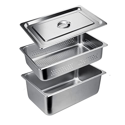Stainless Steam Hotel Pan 1/2 Half-Size 22 Gauge Stainless Steel Anti-Jam Steam Table Pan with Lid (Lid)