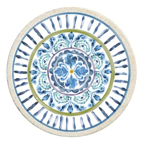 Thirstystone Drink Coasters, All Natural Stone with Non-Slip Cork Backing, Drink Absorbent & Protects Table, Home Accessories, Mood Indigo I (Set of 4), Multicolor