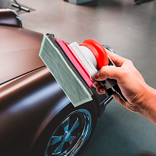 DATOUBOSS Pneumatic Palm Sander Square Air Random Orbital Sander for Car Waxing,Auto Body Work, Wood working Car Polisher Sets with Sanding Pad and 15 Pcs Sandpapers