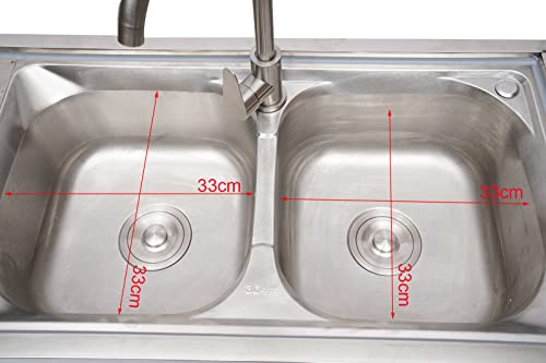 RustyVioum Commercial Sink Stainless Steel, 304 Stainless Steel Commercial Kitchen Sink for Any Dining Environment, Gooseneck 360 Degree Rotation Faucet, Silver