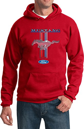 Buy Cool Shirts Ford Hoodie Mustang Stripe Hooded Sweatshirt (3XL, Red)