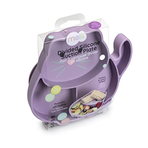 melii Divided Silicone Suction Plate - 100% Silicone, for Baby + Toddlers β BPA Free, Dishwasher & Microwave Safe (Cat)