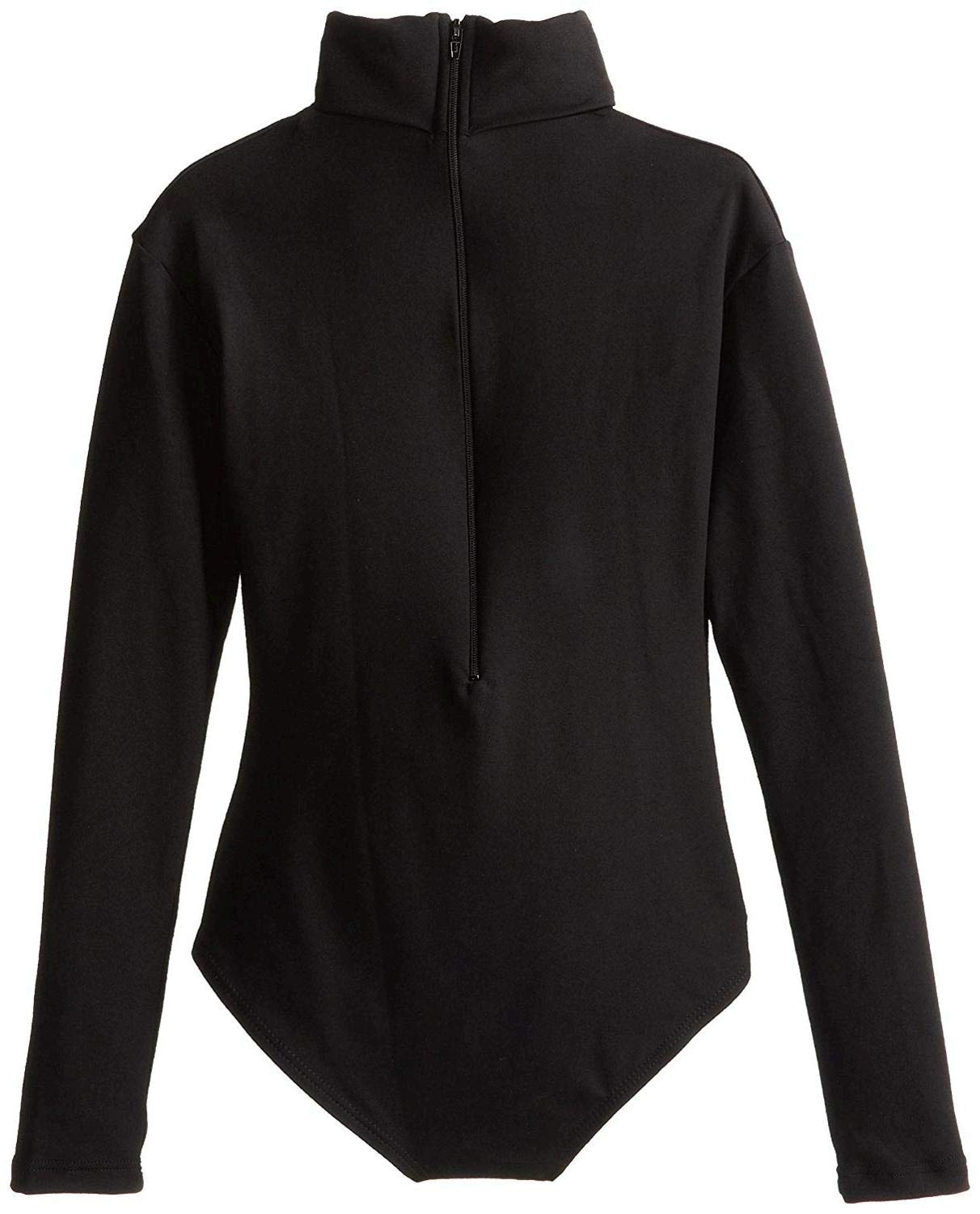 Capezio Girls' Big Team Basic Long Sleeve Turtleneck Leotard w/Snaps, Black, Large