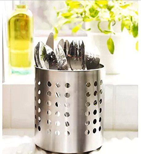 DBY Spoon Holder Stainless Steel Cooking Utensil Holder Round shape spoon holder Stainless Steel Cutlery Holder Kitchen Multi-Function Storage Tool Chopstick Holder Utensil Stand