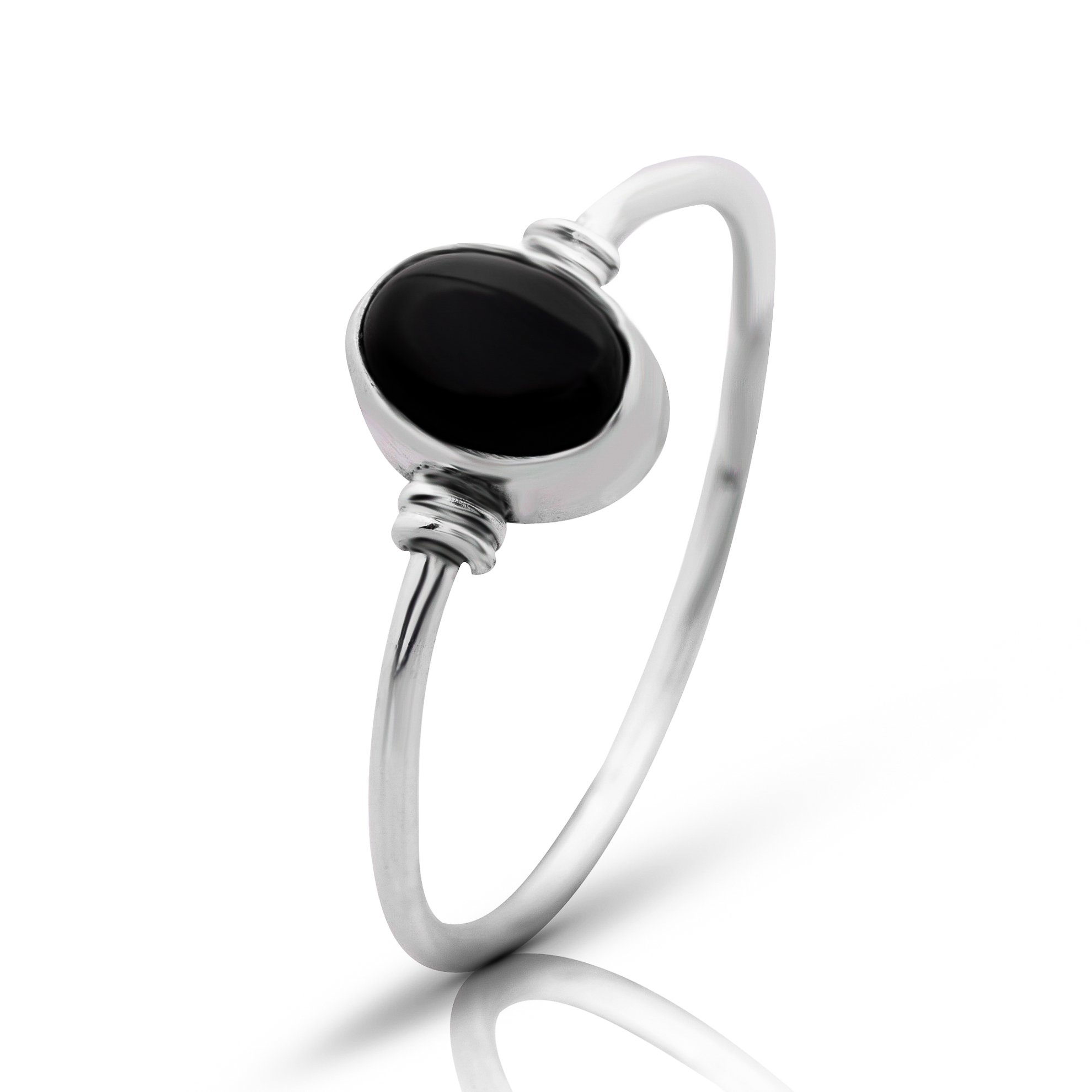 Black Onyx Ring 925 Sterling Silver Vintage Tribal Gypsy Boho Look US Size 5 6 7 8 9 (7)