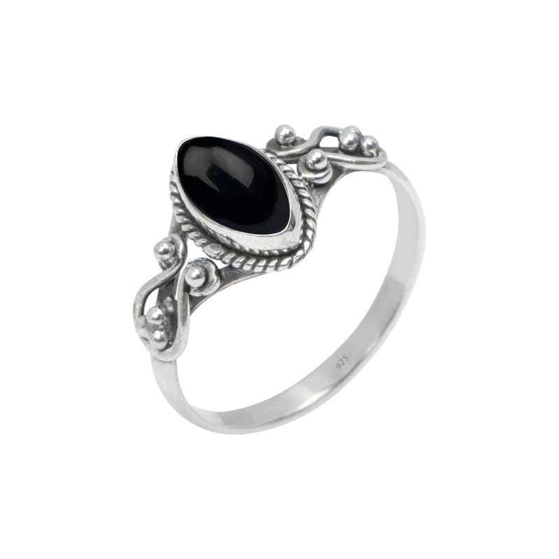 Black Onyx Stone Ring, 925 Sterling Silver Statement Ring For Women, Handmade Ring Gemstone Promise Ring for Birthday Christmas Gift For Her Ring Size US 7
