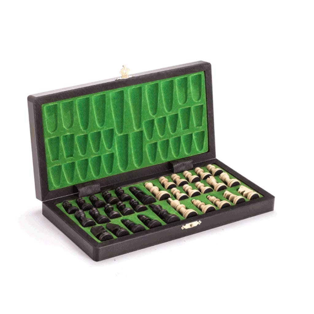 Classic Chess Set with 10.6" Large Folding Wooden Game Board Crafted Chesspiece Storage Slots for Adults and Kids Chess Set
