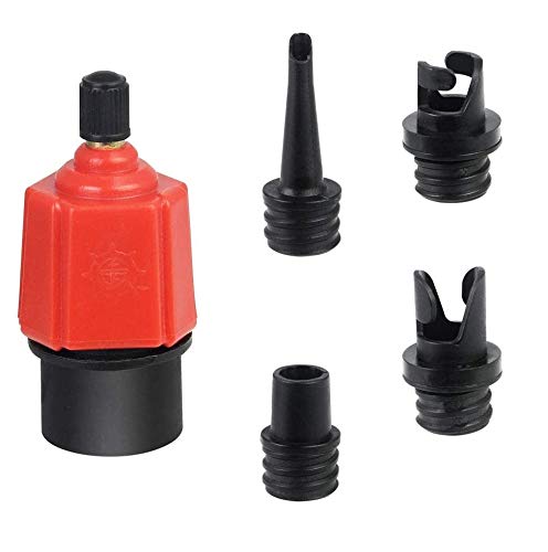 BUZIFU Air Pump Valve Multifunction Inflatable Schrader Valve Adapter SUP Pump Adaptor Air Valve Converter with 4 Standard Conventional Air Valve Nozzles for Inflatable Boat Bed Stand Up Paddle Board