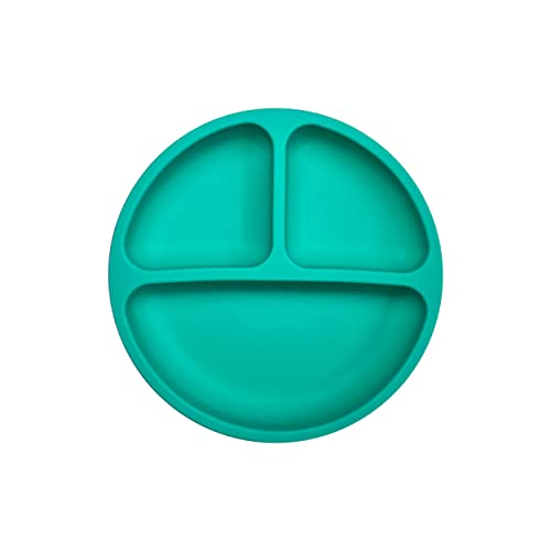 PlusLove Silicone Suction Plate– 100% Silicone Baby Plate, Toddler Plate, Kid Plates, Divided Plate With Suction Feature |Baby Led Weaning Plate| 3 Pack (Orange, Yellow, Teal, With Lids)