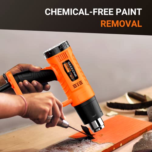SEEKONE Heat Gun 1800W Heavy Duty Fast Heat Hot Air Gun Kit with 752℉&1112℉(400℃-600℃) Dual-Temperature Settings and 4 Nozzles with Overload Protection for Crafts, Shrinking PVC, Stripping Paint