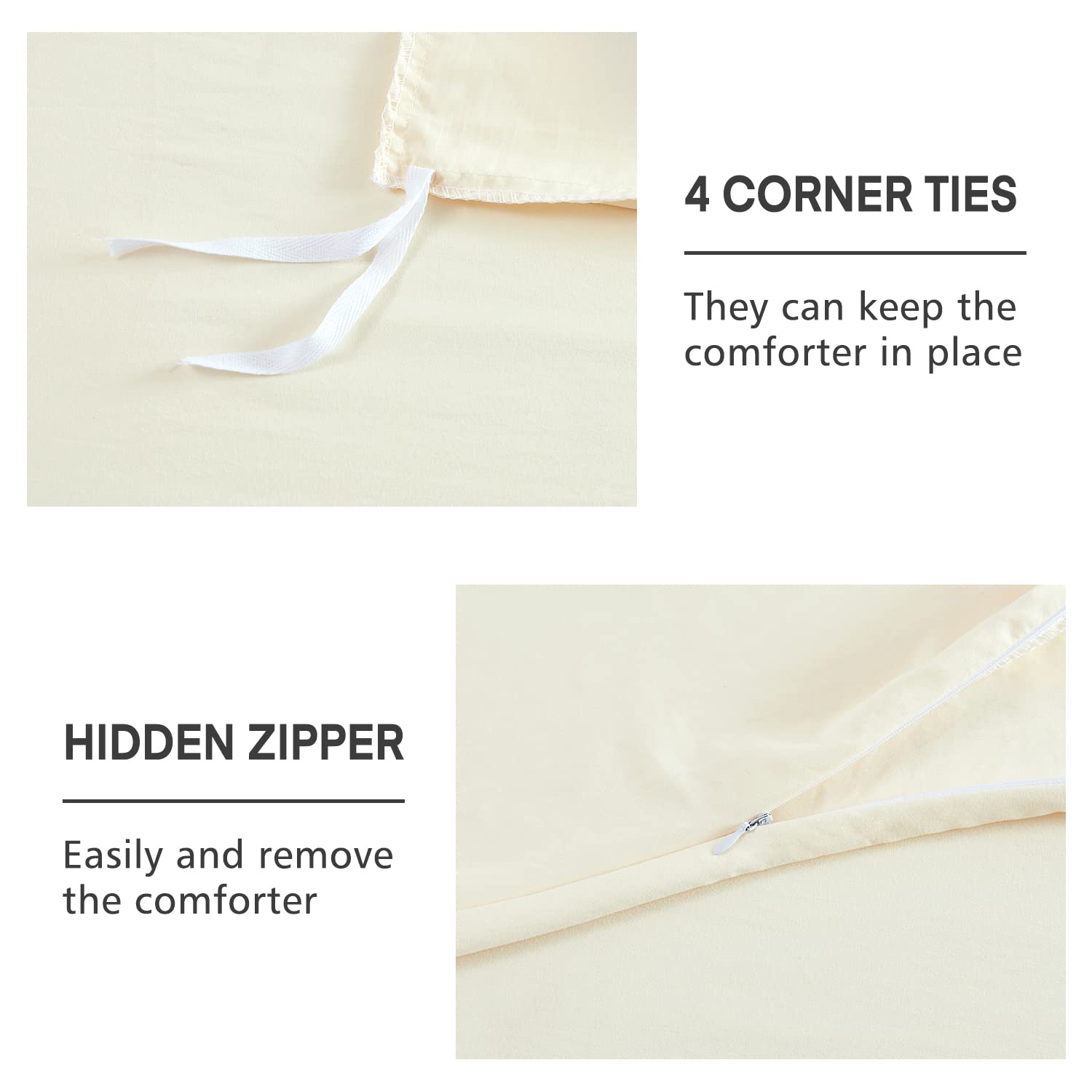 JML Duvet Cover , Ultra Soft 100% Washed Microfiber 3 Pieces Bedding Duvet Cover Set and Breathable Solid Color Duvet Cover Set