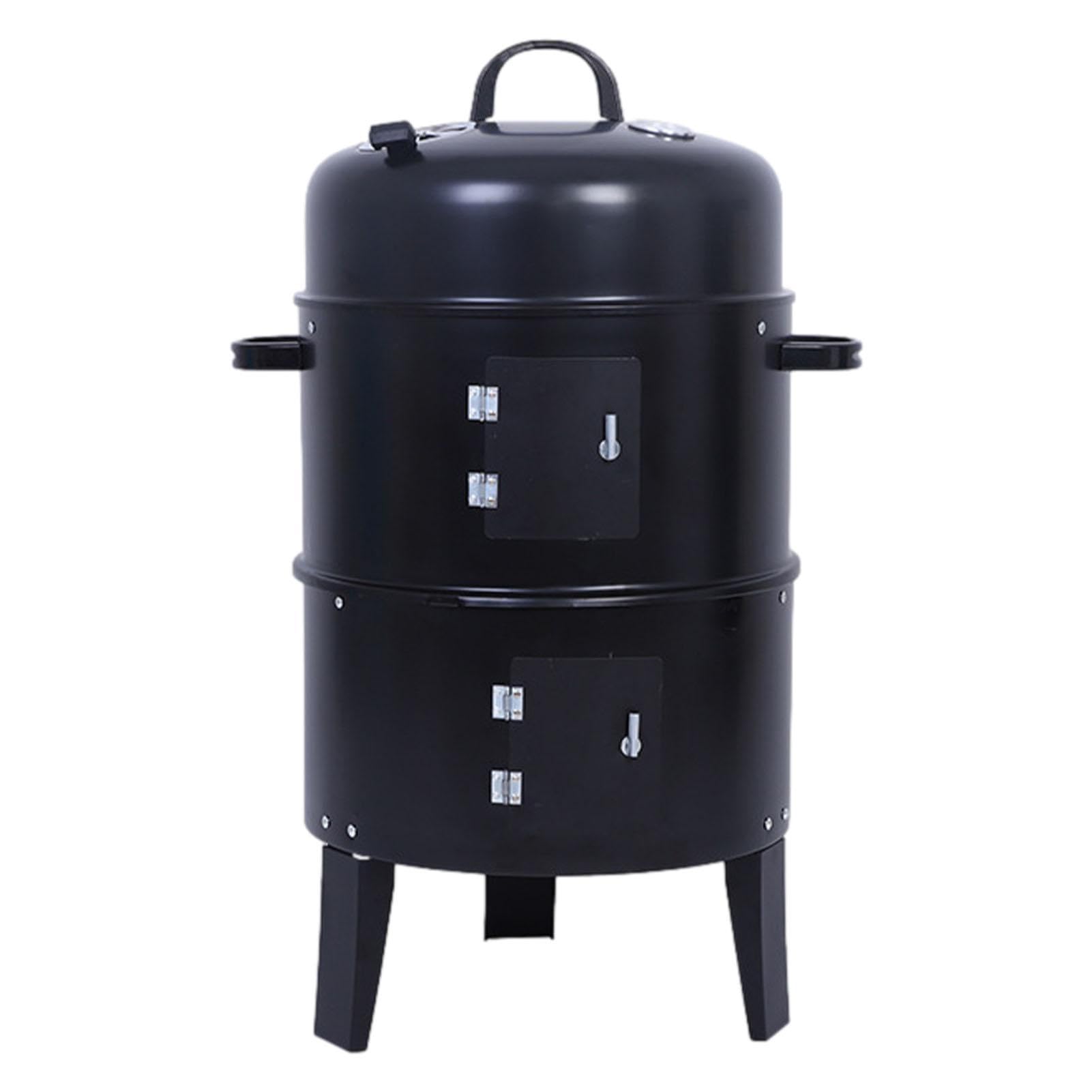 Charcoal BBQ Smoker, Enhanced Flavor BBQ Smoker, Fire Adjustment Smoker Grill with Three Dimensional Technology, 33.07 Inch Height Outdoor BBQ, Double Deck BBQ Smoker for Outdoor Cooking