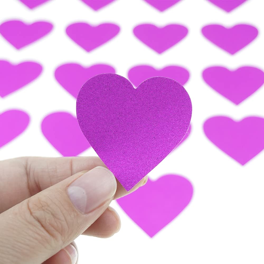 FAZHBARY 10 Sheets Hot Pink Heart Stickers DIY Heart Shaped Stickers Envelope Seal Gift for Valentine's Day Labels