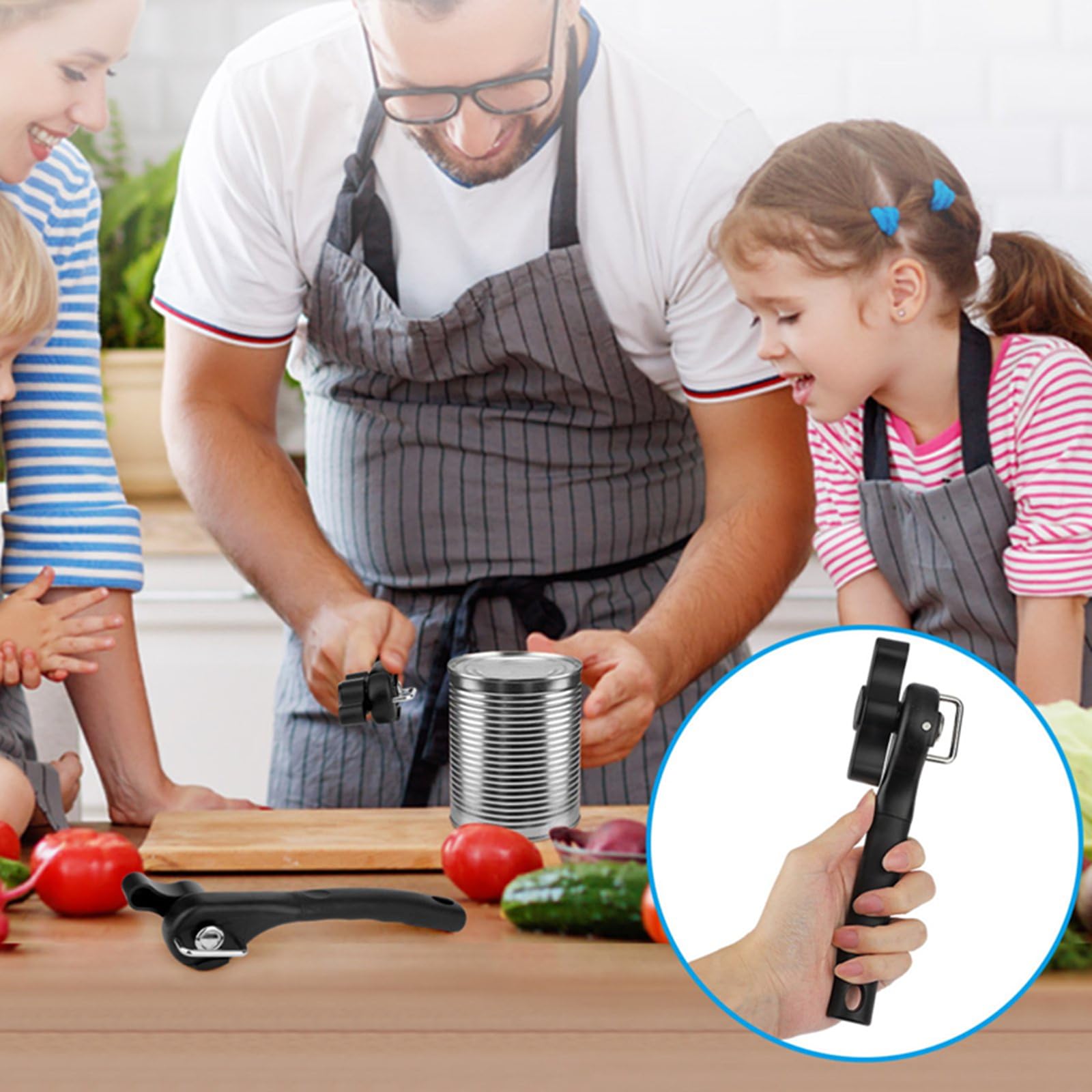 Can Opener Manual Stainless Steel Handheld Heavy Duty Can Opener Smooth Edge Side-Cut Safety Kitchen Can Opener for Seniors with Arthritic Hands Perfect for Home Chefs and Restauraunts