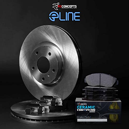 R1 Concepts Rear Brakes and Rotors Kit |Rear Brake Pads| Brake Rotors and Pads| Euro Ceramic Brake Pads and Rotors| Hardware Kit|fits 2013-2018 Ford C-Max, Escape, Transit Connect