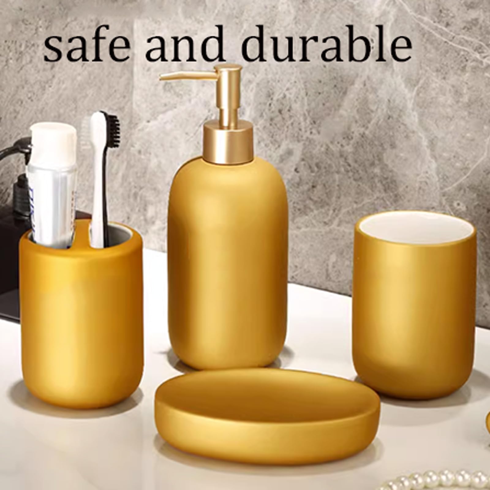 Ceramic Soap Dispenser Light Luxury Hand Sanitizer Nordic Wash Set Equipped with Tray for Neat Storage and Matte Texture