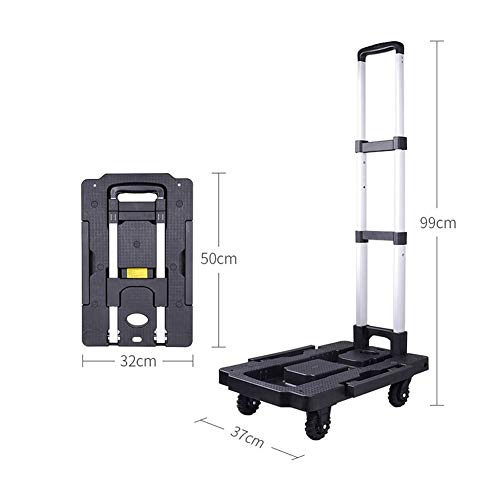 FBITE Folding Hand Truck 5-Wheel Folding Trolley, Maximum Load-Bearing 60 kg Folding Hand Dolly for Shopping, Business Travel, Cargo Handling, Home Office.