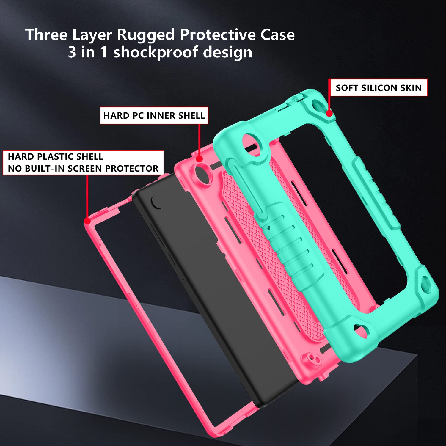 FIEWESEY for TCL Tab 8 LE Tablet Case,for TCL Tab 8 Plus Tablet Case,Shoulder Strap Shockproof Kids Friendly Case for TCL Tab 8 LE/TCL Tab 8 WiFi/TCL TAB 8V/TCL Tab 8 SE 8 Inch Tablet(Green/Pink)