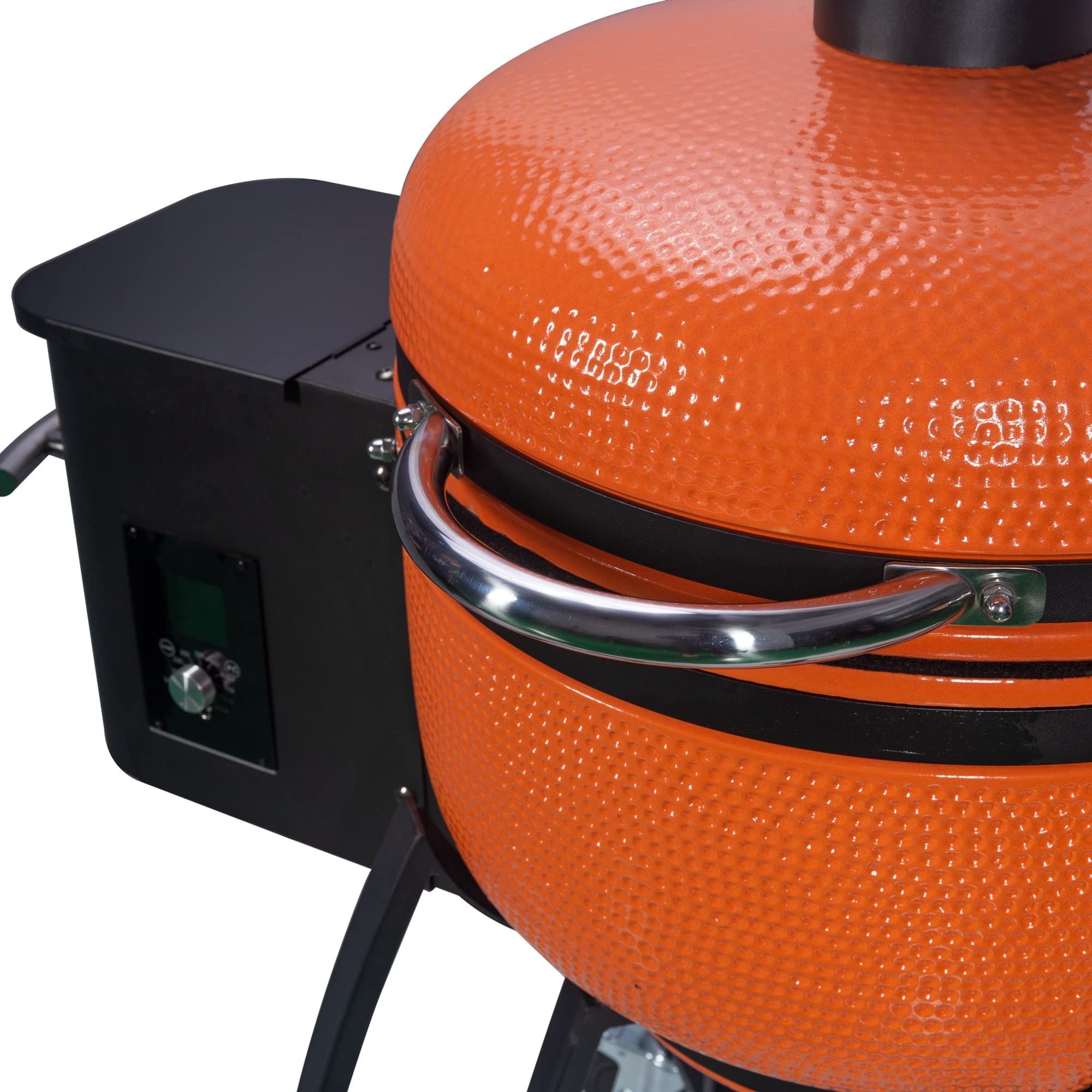 Charcoal Grills 24 "Ceramic Pellet Grill with 19.6" diameter Gridiron Double Ceramic Liner 4-in-1 Smoked Roasted BBQ Pan-roasted for Outdoors Patio (Orange)