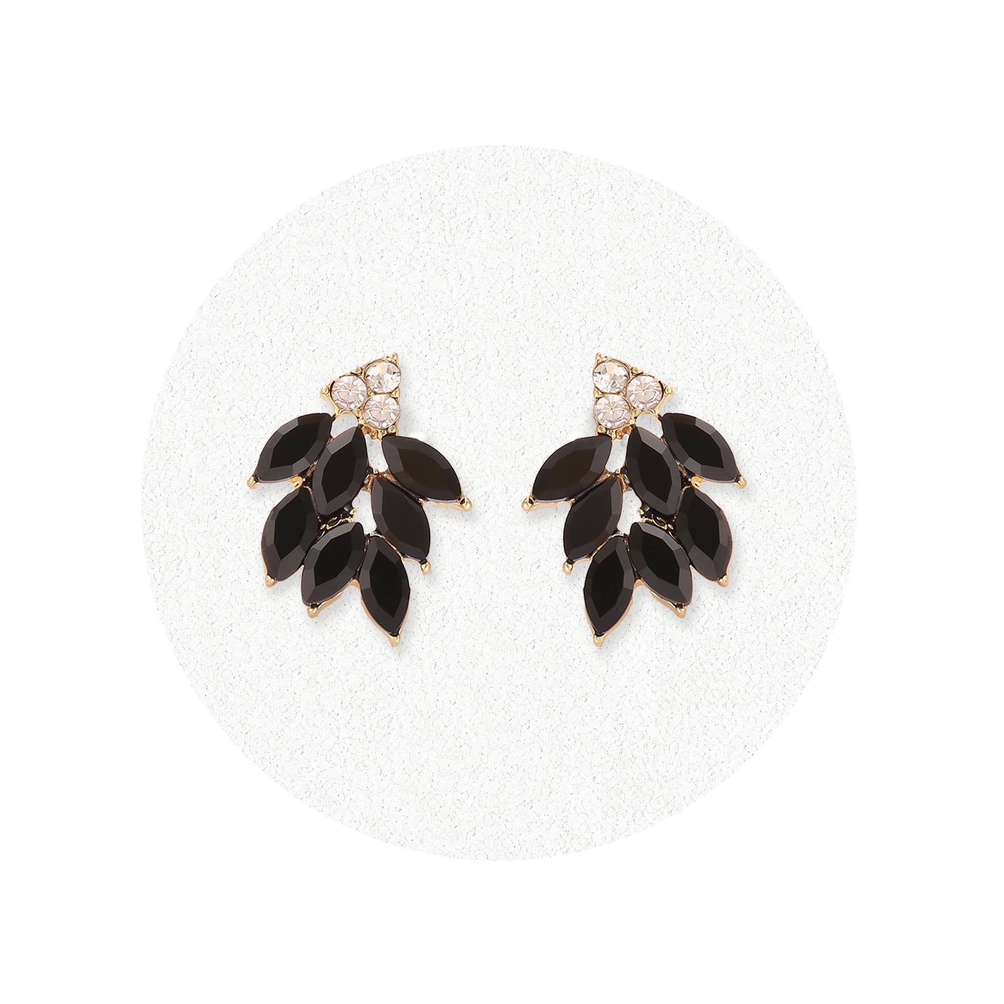 Black Rhinestone Stud Earrings for Women Small Dainty Crystal Cluster Drop Earrings for Girls Cute Costume Jewelry for Bridal Wedding Party Gift