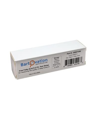 Frying Oil Quality Test Strips, Low Range Free Fatty Acid (FFA) 2.5% [Vial of 50 Test Strips]
