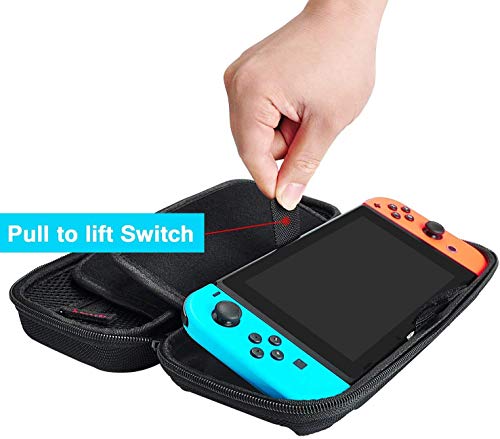 Carrying Case for Nintendo Switch Console, up to 20 Game Cartridges and Accessories - Protective Hard Shell Travel Pouch - Black