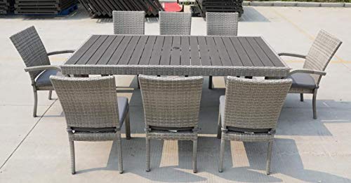 Community Gardens CGC Brazos 9 Piece Wicker Patio Dining Set (Dark Gray)