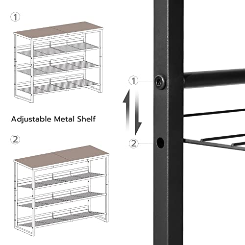 HOOBRO Shoe Rack, 4 Tier Shoe Organizer, Adjustable Shoe Shelves, Flat or Slanted, Holds 9-12 Pairs, Stable and Durable for Entryway, Closet, Rustic Brown and Black BF09XJ01