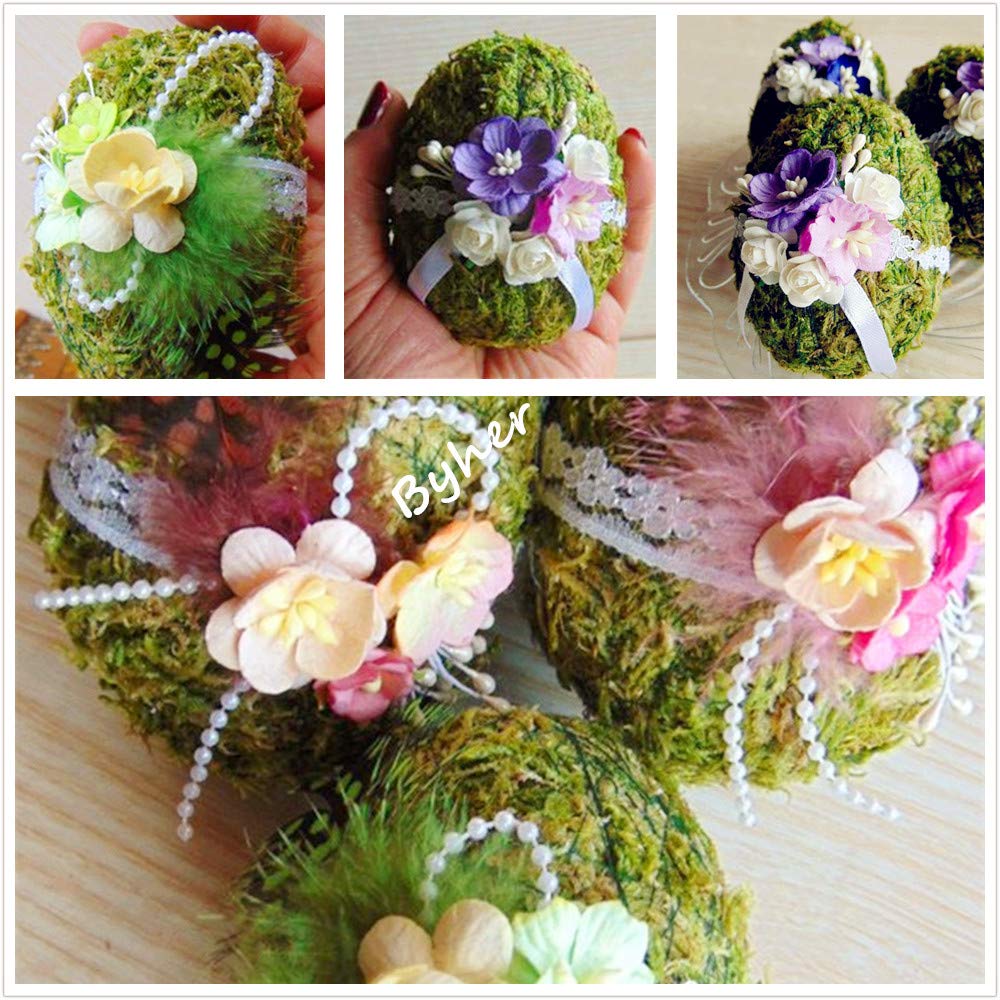BYHER Decorative Moss Eggs, Moss Balls for Home Decor (Pack of 18)