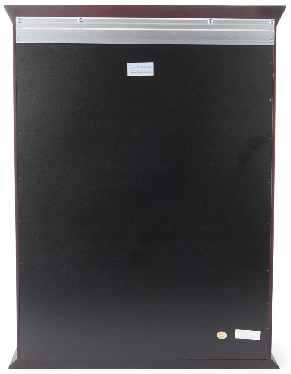 Displays2go 21" Countertop/Wall Mount Display Case, Adjustable Shelves, Locking - Mahogany (DCC2128MH2)