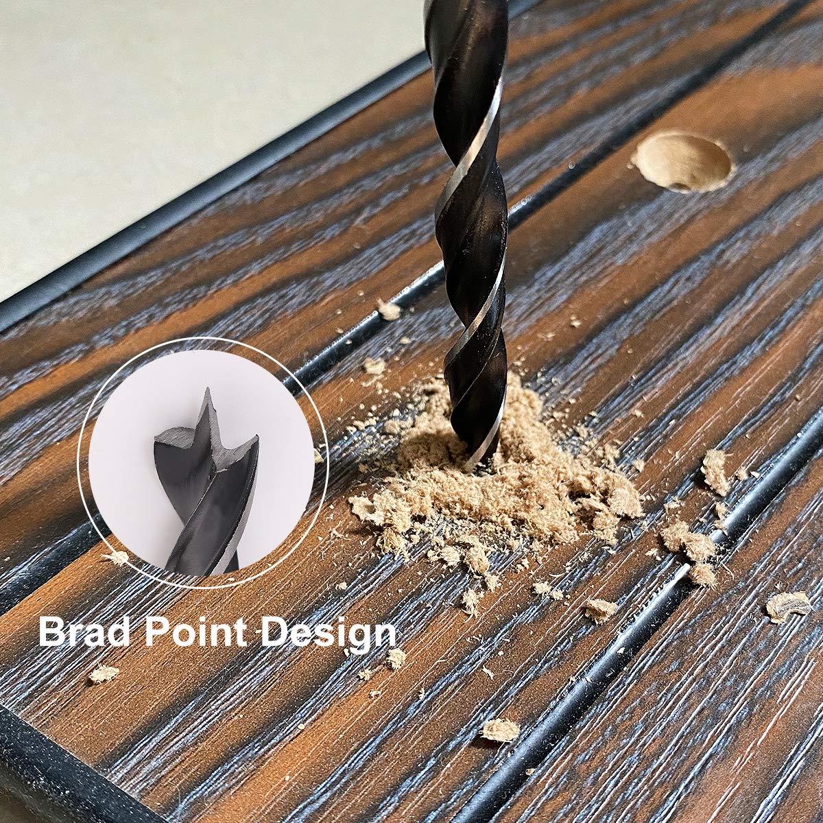 COMOWARE 12" Extra Long Brad Point Drill Bit Set, 12 Pcs High Carbon Steel Long Drill Bit, Long Drill Bits for Wood, Plastic, PVC, Composite & Rubber, 1/8", 3/16", 1/4", 5/16", 3/8", 7/16", 1/2"
