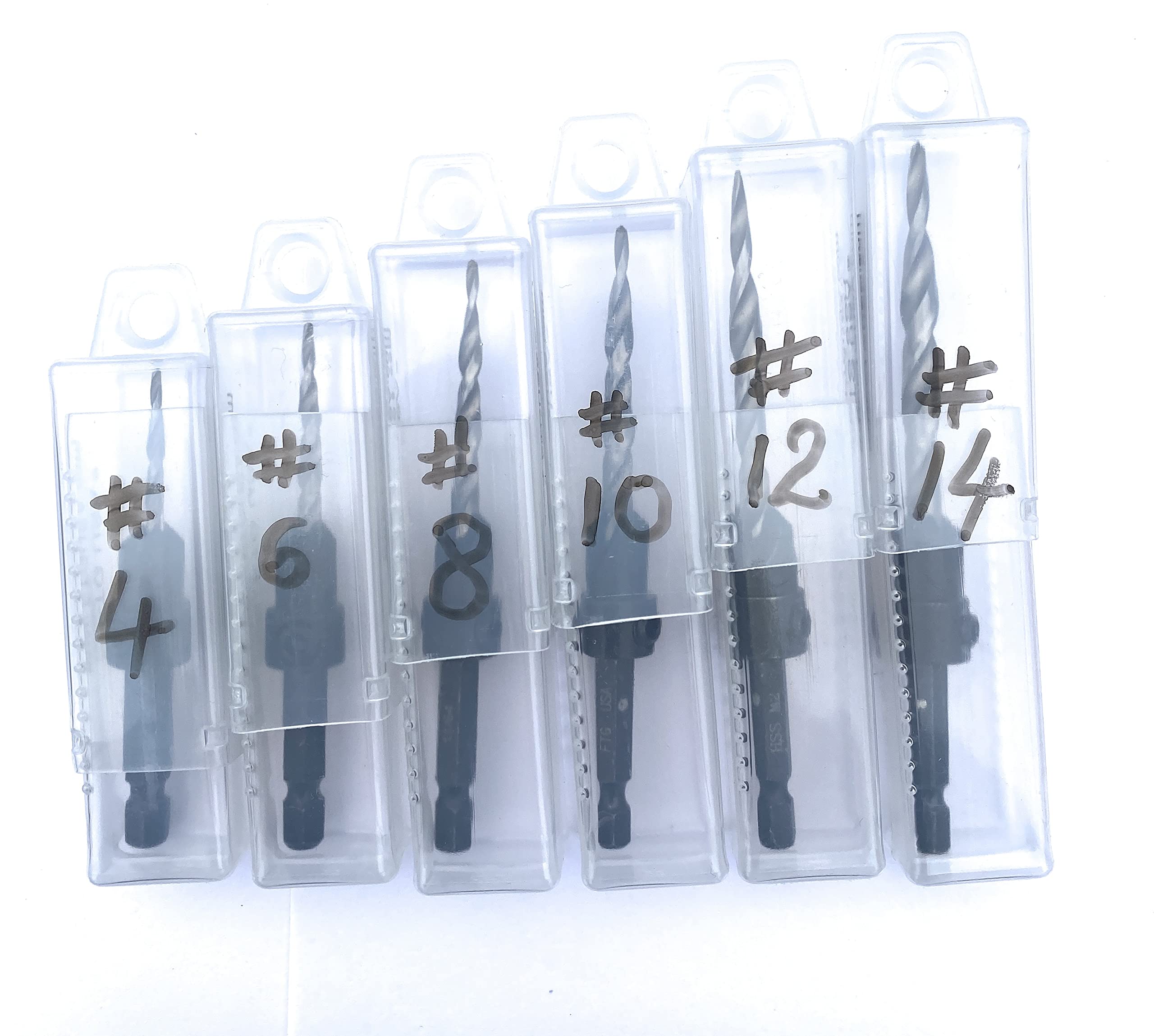 FTG USA 6 Piece Drill Bit Cases Designed as Storage Container for Adjustable Countersink Drill Bits, Small Containers, Plastic Boxes Used as Storage Case for Replacement Drill Bits