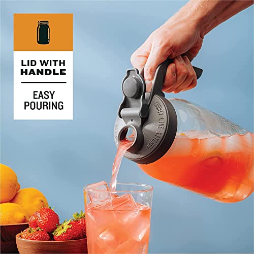 County Line Kitchen - Mason Jar Flip Cap Lid with Handle, Airtight and Leak-Proof Seal - Wide Mouth, Sky Blue