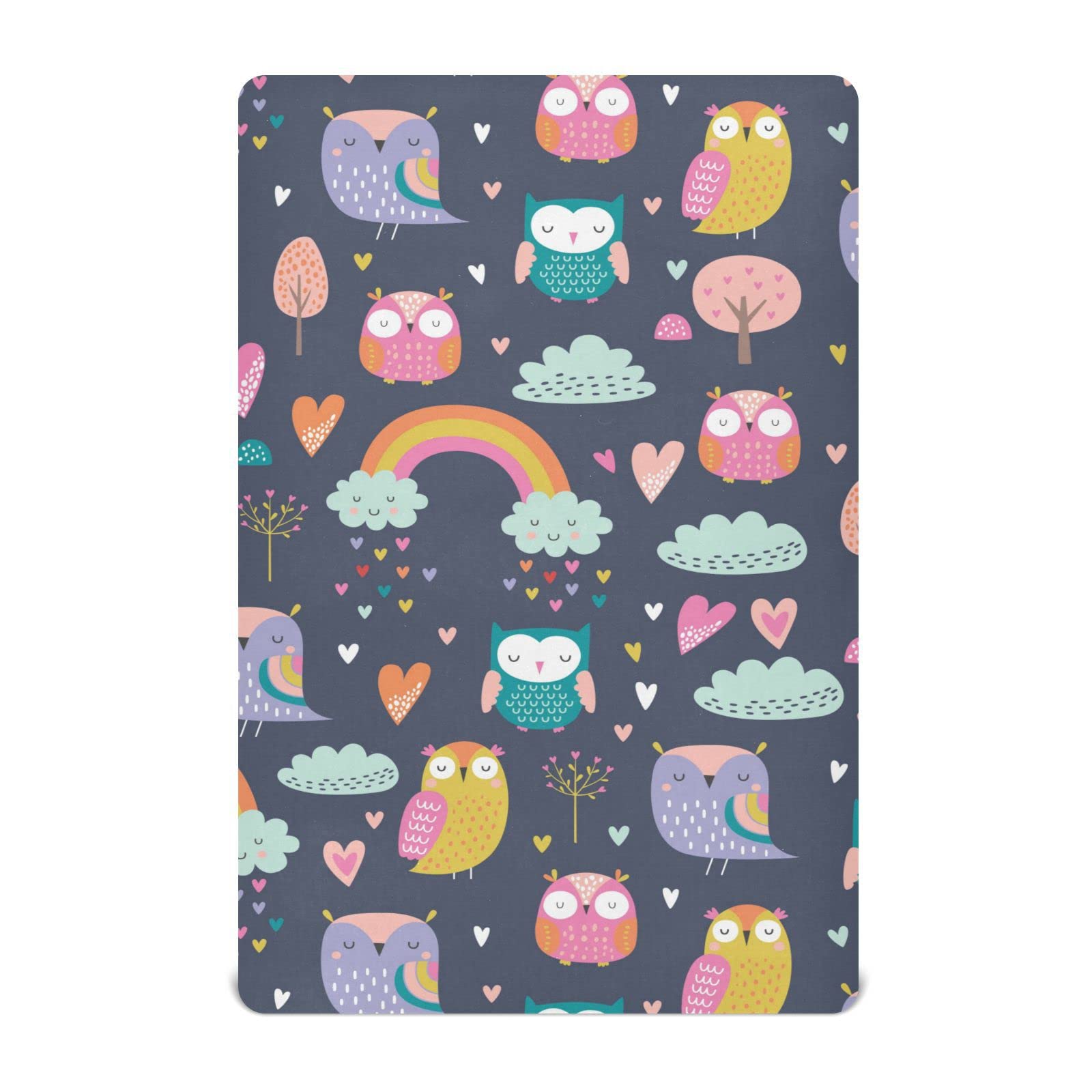 Cute Owl Rainbow Fitted Crib Sheet for Girls and Boys,Soft Breathable Polyester Baby Sheet for Standard Size Crib Mattress 21163978