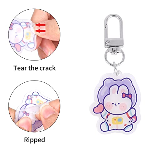 Fycyko Compatible with AirPods 2 Case Clear Cute Cartoon Rabbit Keychain Protective Cover Space Astronaut Purple Pattern Card Cover Credit Card ID Window Design for AirPods 2 &1