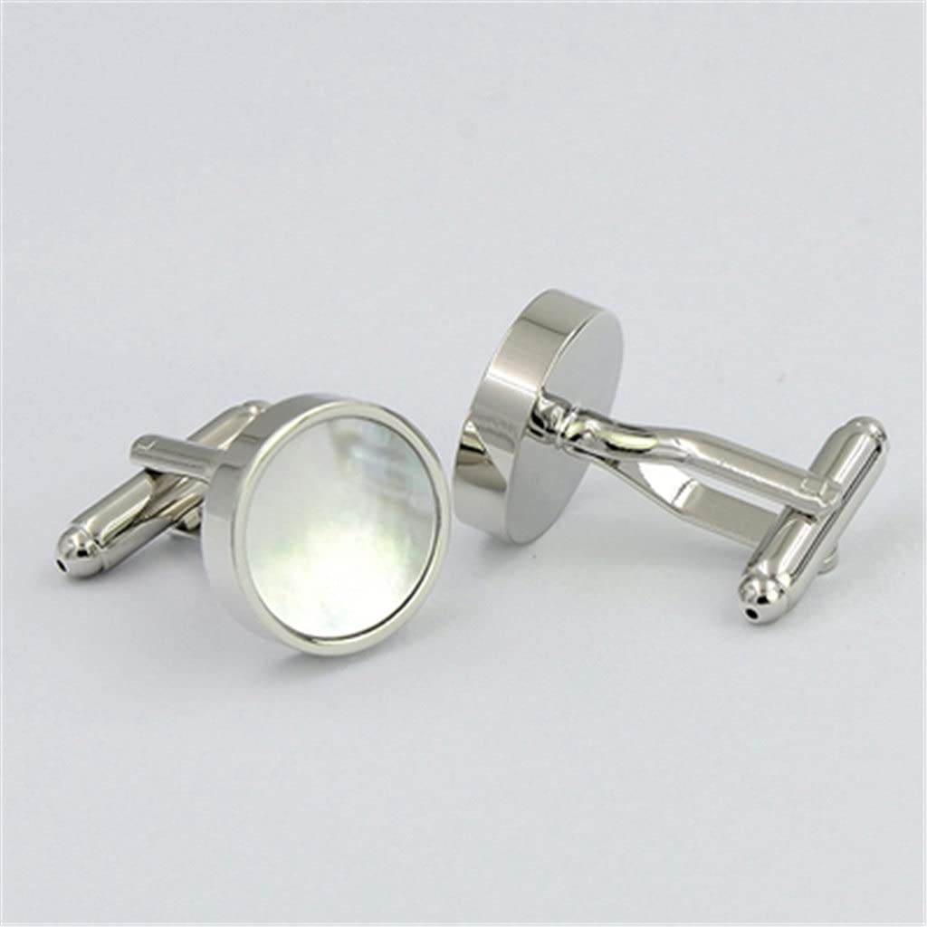 Classic White-Color Sea Shell Copper Men's Cuff Link Party Wedding Suit Shirt Cufflinks Individual Elegance (Color : Silver, Size : As Shown) (Silver As Shown)