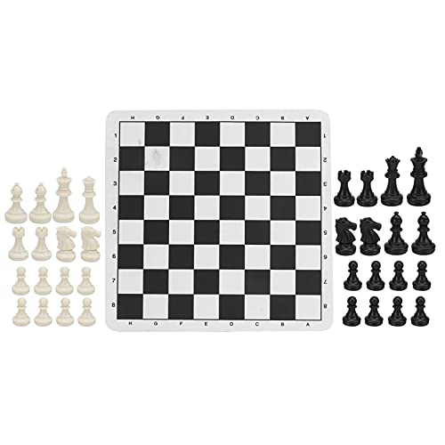 VBESTLIFE Tournament Chess Set Portable International Standard Chess Game Set with Roll Up Rubber Chessboard Chess, Leisure Sports