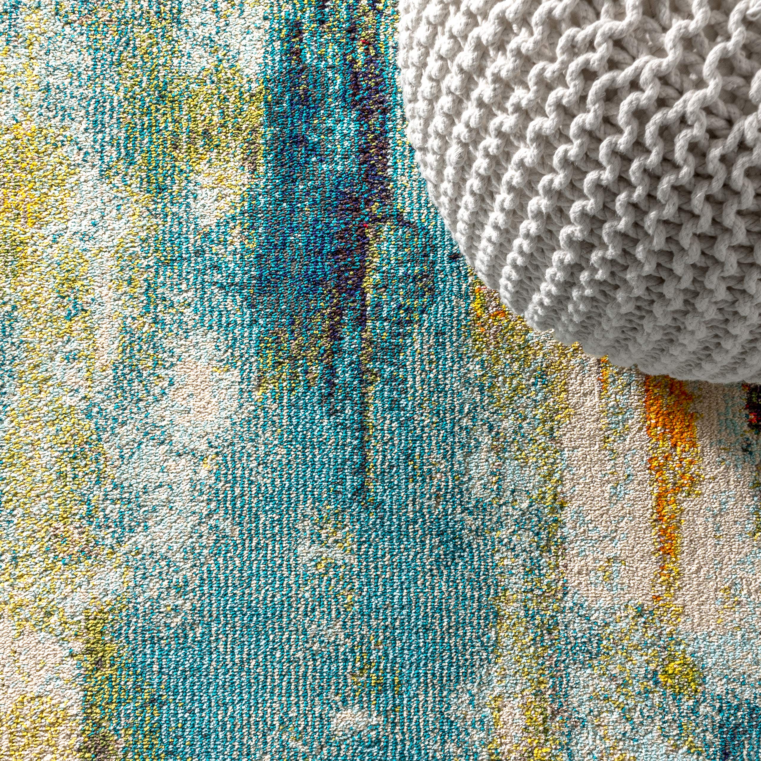 JONATHAN Y CTP100A-8 Contemporary POP Modern Abstract Waterfall Blue/Cream 8 ft. x 10 ft. Area-Rug, Bohemian, Easy-Cleaning, for Bedroom, Kitchen, Living Room, Non Shedding