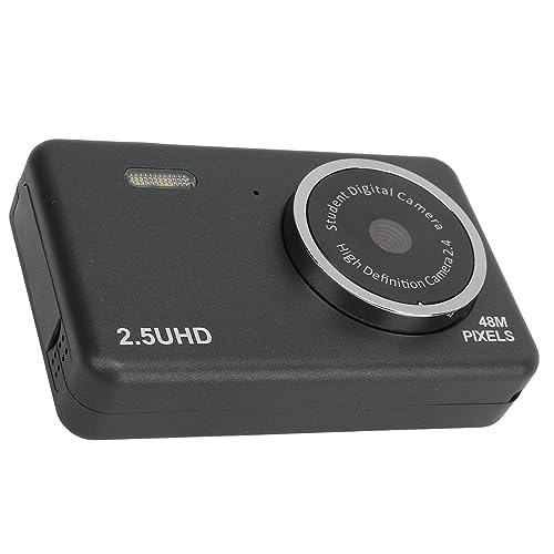 Compact Cute Dual Lens Digital Camera 2.5K HD Selfie Camera with 8 Times Zoom, Automatic Light Sensitivity, Perfect for Students (Black)