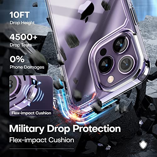 TAURI 5-in-1 for iPhone 14 Pro Case Clear, [Not Yellowing] with 2X Screen Protectors + 2X Camera Lens Protectors, [Military Grade Drop Protection] Shockproof Slim Phone Case for iPhone 14 Pro