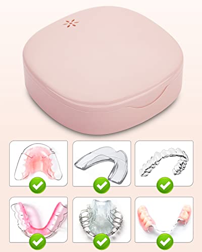 Cute Retainer Case With Vent Holes & Mirror, Portable Slim Aligner Case, Compatible With Retainer, Aligner, Night Guard & Mouth Guard, Cute Sticker As Bonus