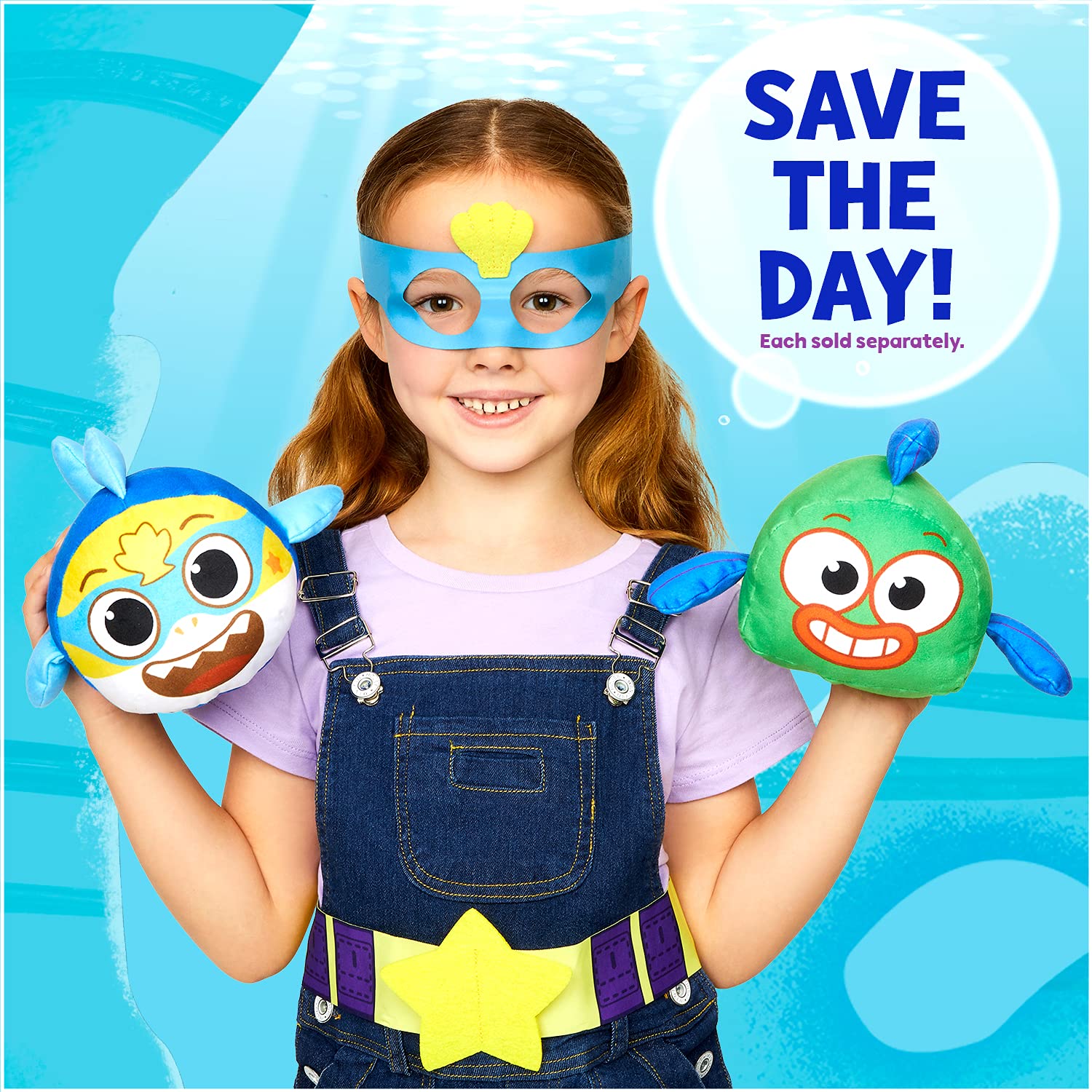 WowWee Baby Shark's Big Show! Reversible William Plush Flips Into Captain Kelp – Stuffed Animal Fish – Cute Plushies for Kids