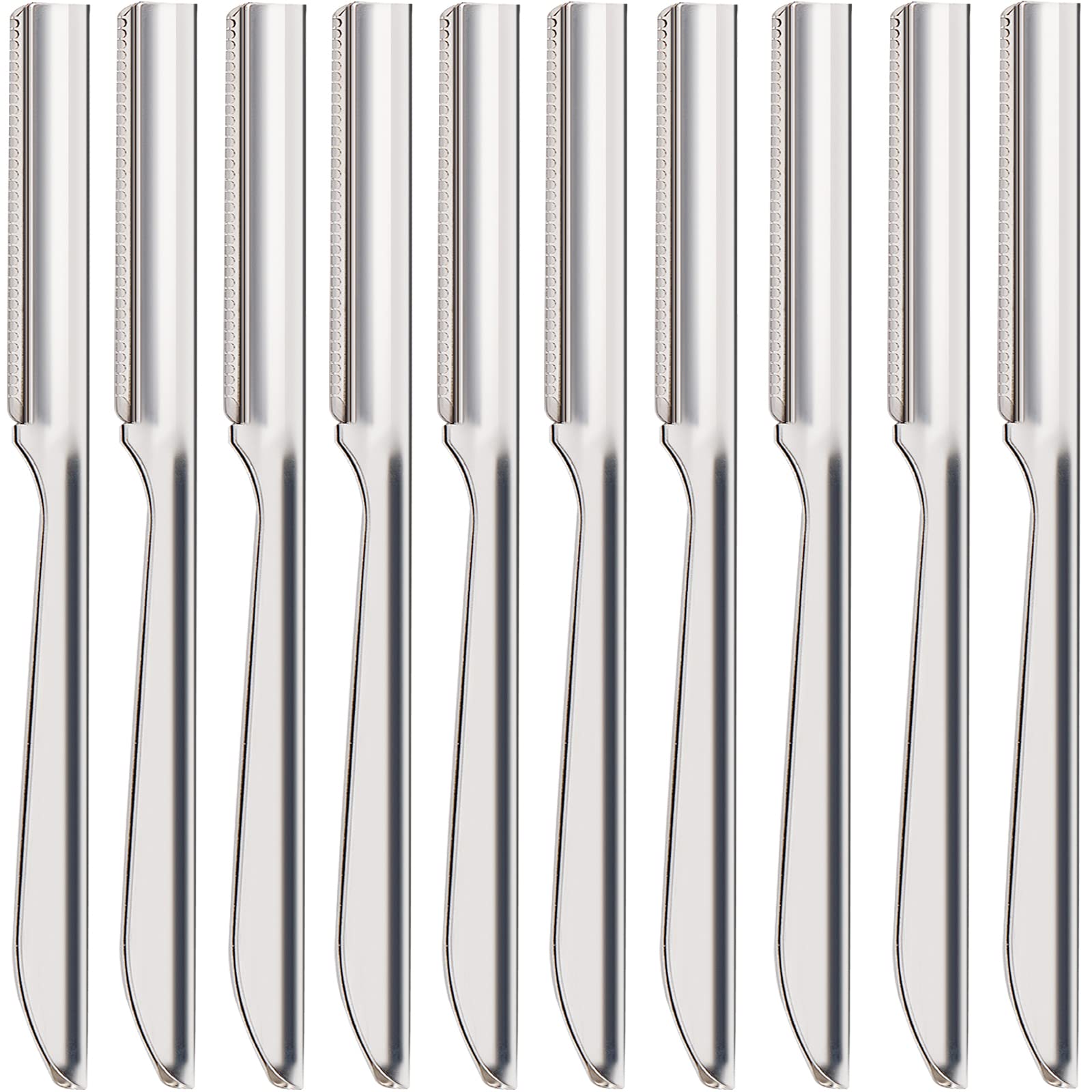 Eyebrow Razor for Women, Facial Shaver Razor, Brow Shaper Eyebrow Trimmer, Sharp Dermaplaning Tool with 10pcs - Stainless Steel Silvery