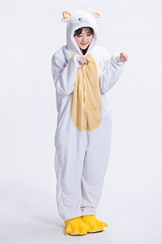 Sheep Kigurumi Cosplay Halloween Romper Soft Cozy Jumpsuit Costume L White