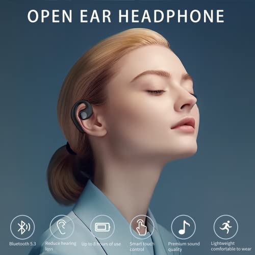 GPED Open Ear Headphone Wireless Air Bone Conduction Earbuds with Microphones, Bluetooth 5.3 Earbuds LED Power Display HiFi Stereo Sound Headphones for Sport, Workouts, Running