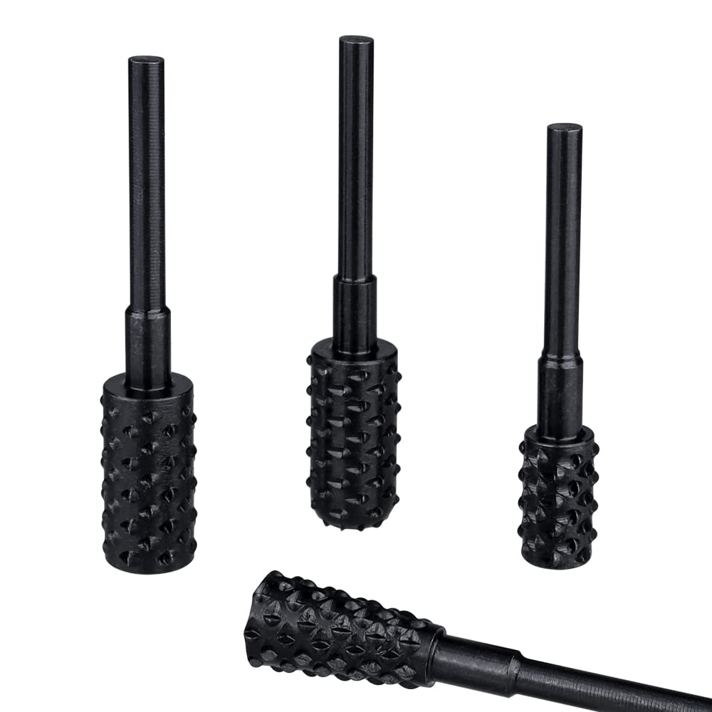 Mesee 10 Pieces Rotary File Rasp Set, 3mm(1/8") Round Shank Rotary Burrs Carbon Steel Carving File Rasp Twist Drill Bits Electric Ginder Rasp Accessory for Woodworking Drilling Engraving