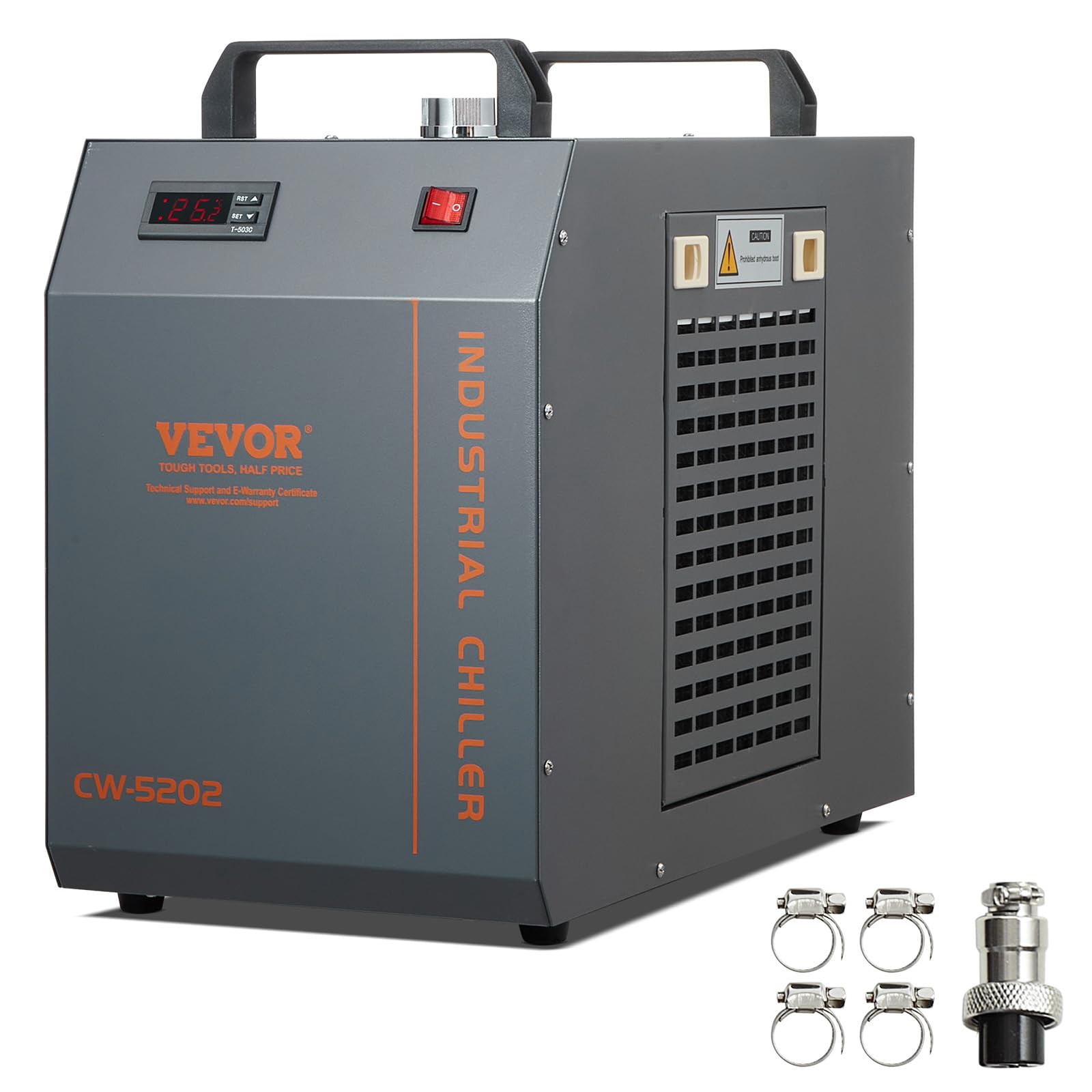 CW-5202 Industrial Water Chiller, 2.28HP 4.75gpm Cooling System with Built-in Compressor 7L Water Tank Capacity, for 40w-180w CO2 Laser Engraving & Cutting Machines
