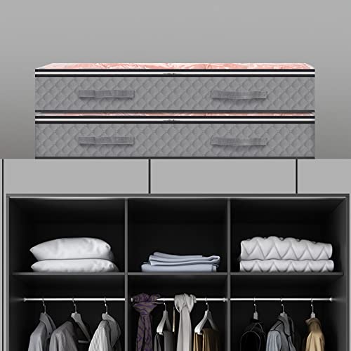 FYY Under Bed Storage, 2 Pack Large Underbed Storage Containers with Reinforced Handles & Clear Window Foldable Bedroom Organizer Bags Bin for Blankets Clothes Comforters Toys 39.4x19.7x6.3 Grey